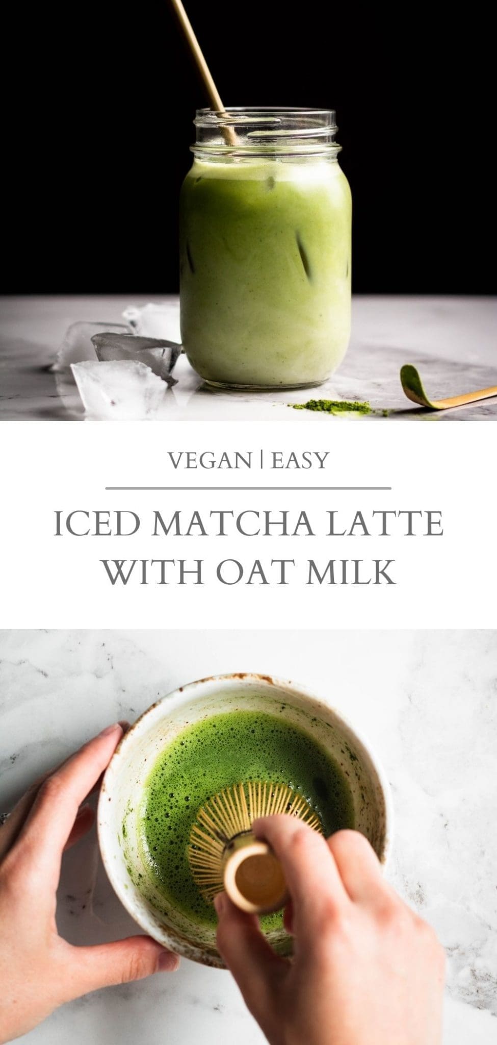 Iced Matcha Latte with Oat Milk - Nourished