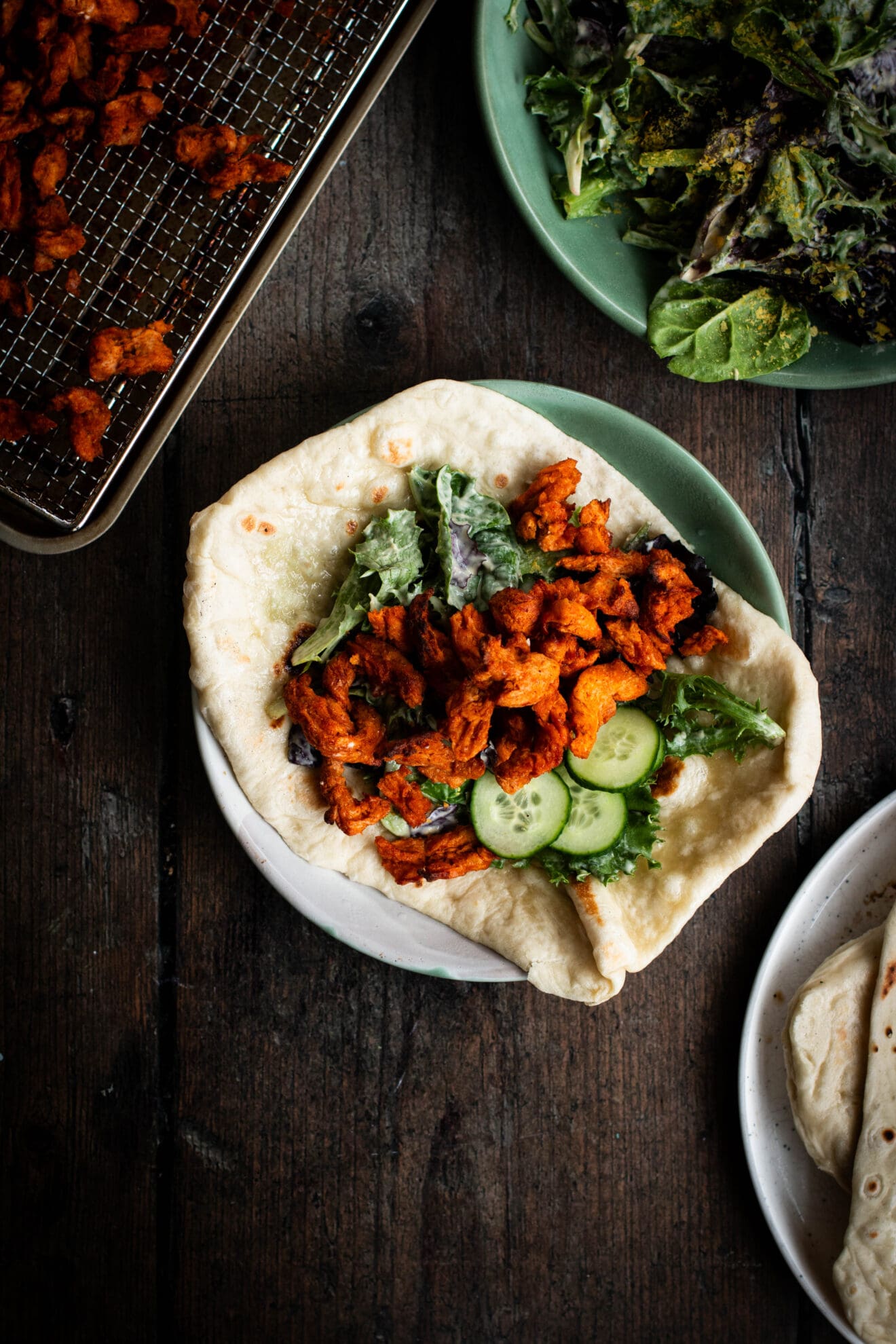 Vegan Buffalo Soy Curl Caesar Wrap - Nourished